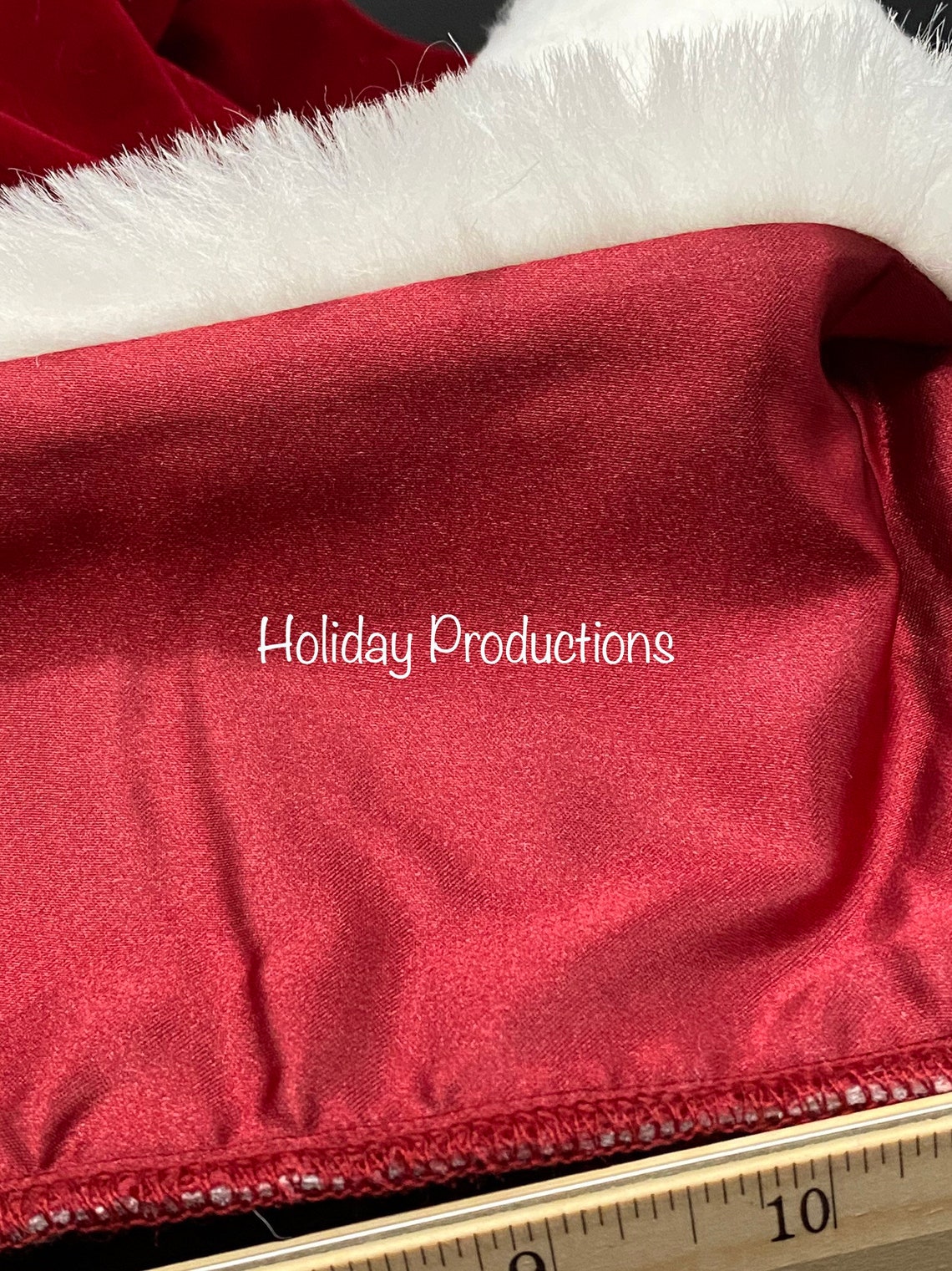 XL Santa Hat Burgundy Polyester Rich Velvet W/ Long White Faux Fur Cuff ...