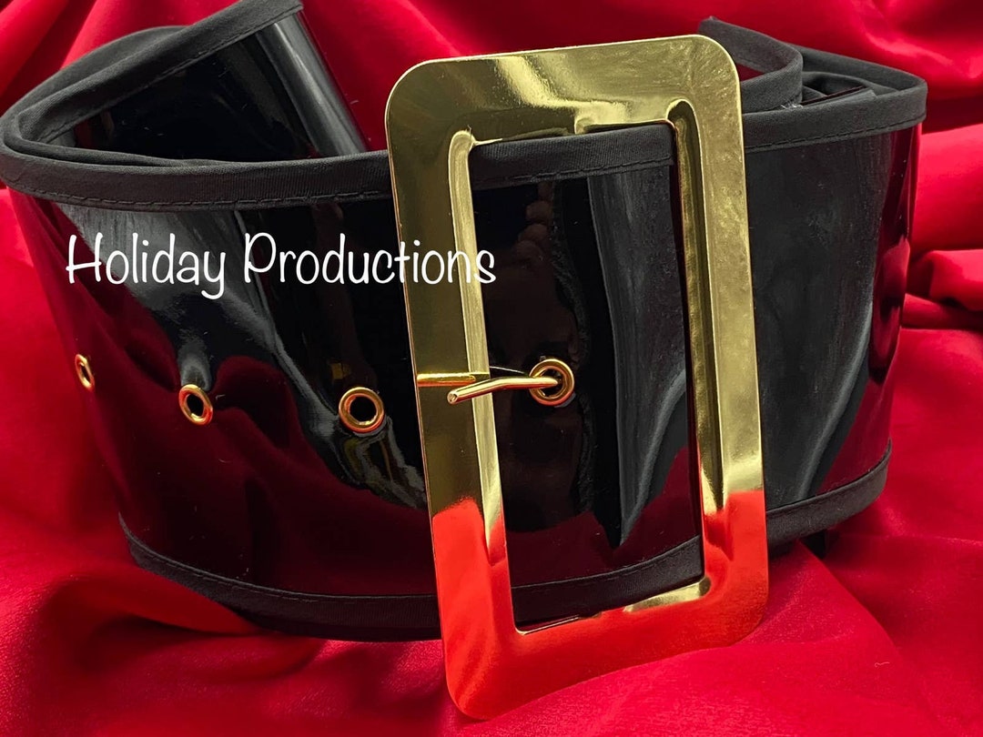 Dlx Patent Leather Santa Claus Costume Belt Accessory Gold Buckle ...