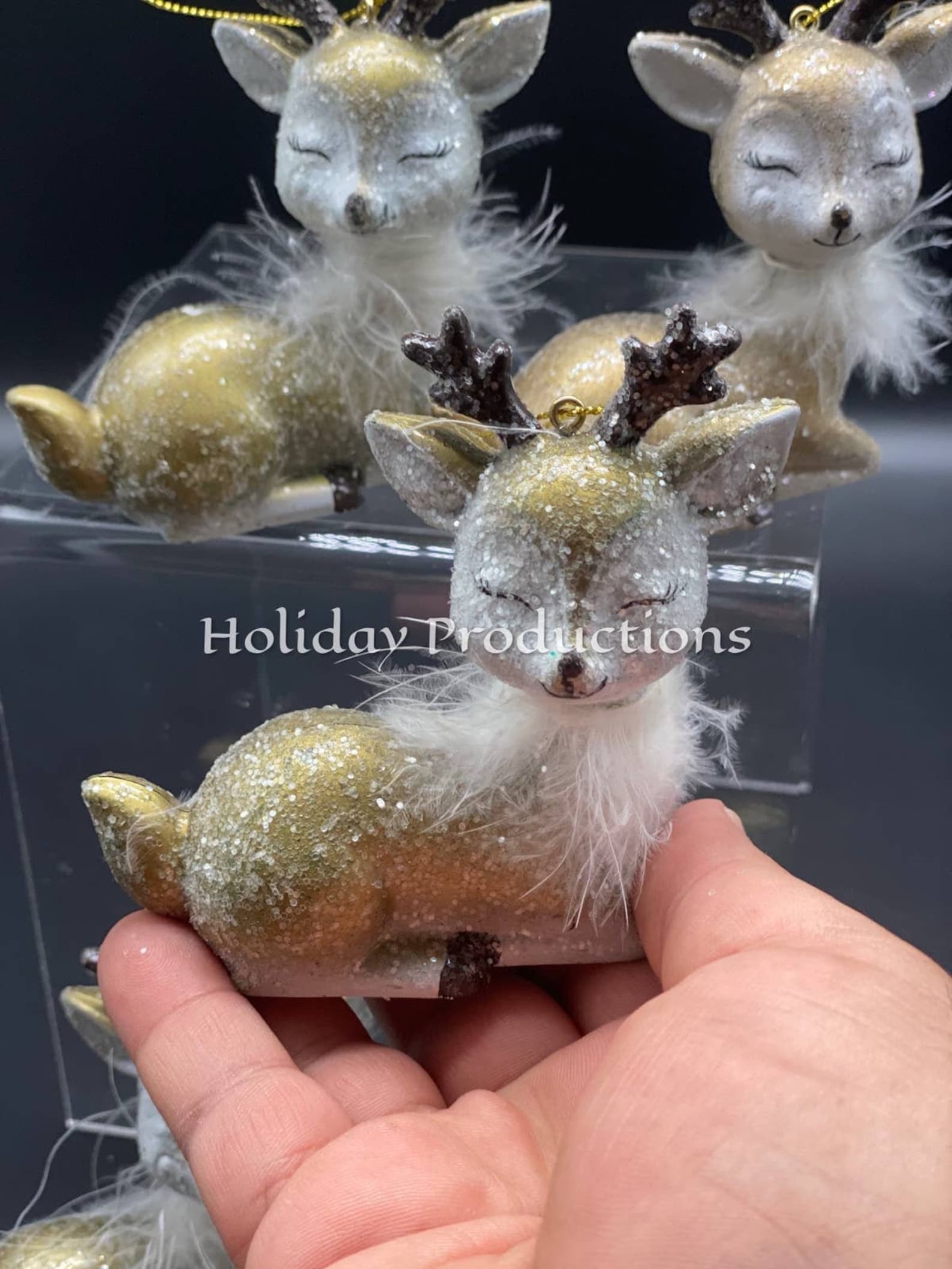 Set of 6 Retro Style Reindeer Christmas Tree Ornaments NEW - Etsy