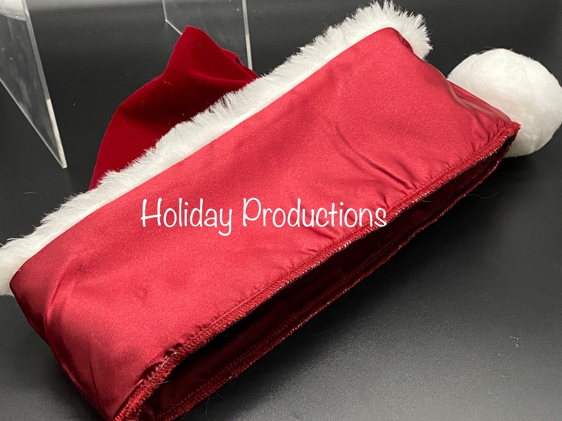 XL Santa Hat Burgundy Polyester Rich Velvet W/ Long White Faux Fur Cuff ...