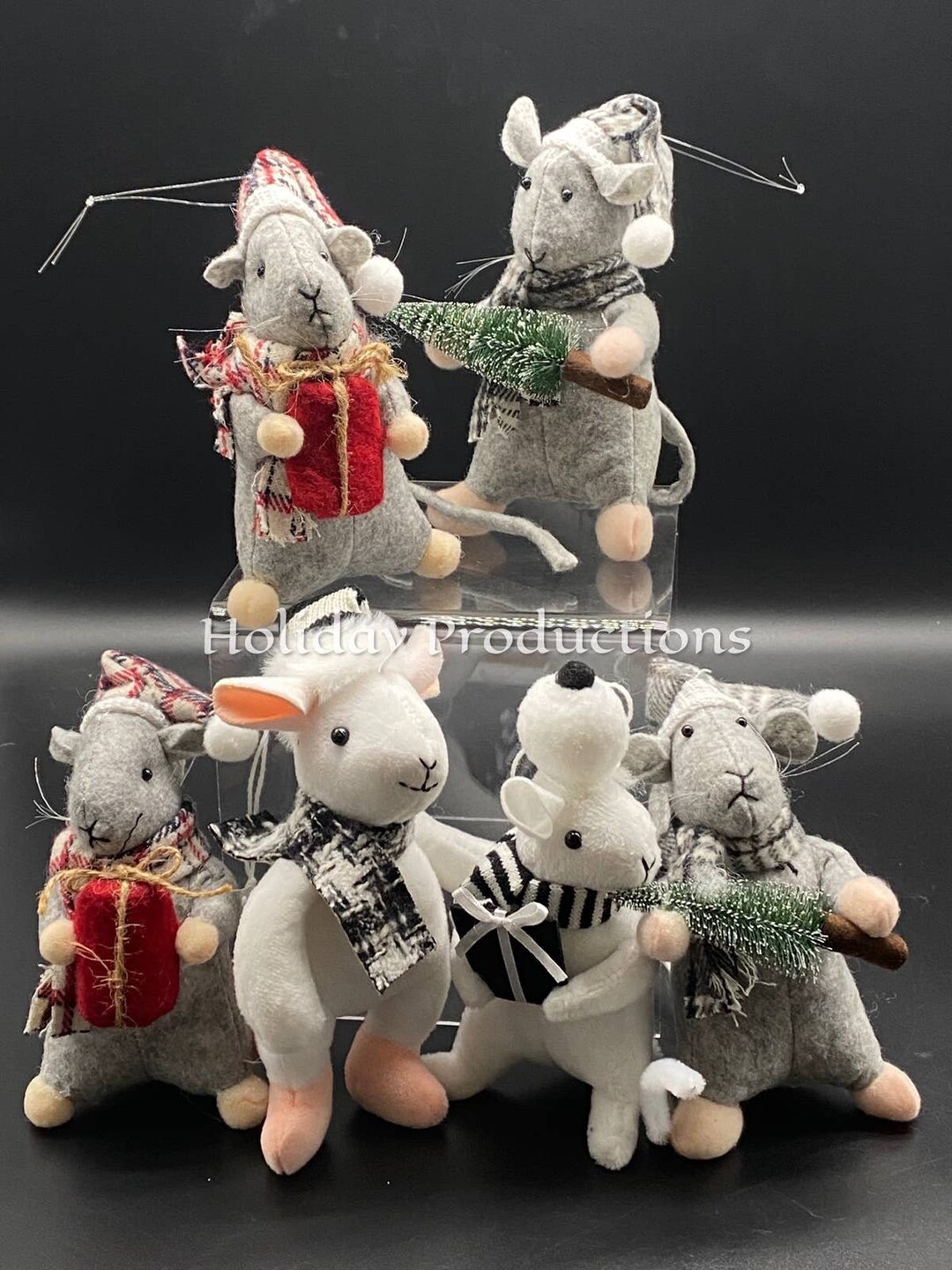 Set of 6 Country Folk Mice Mouse Primitive Christmas Tree - Etsy