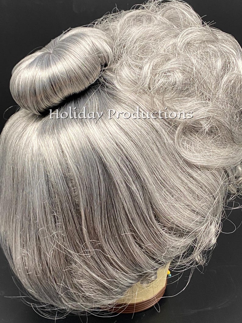 Deluxe Professional Gray Mrs Santa Claus Wig Colonial Costume Theater ...