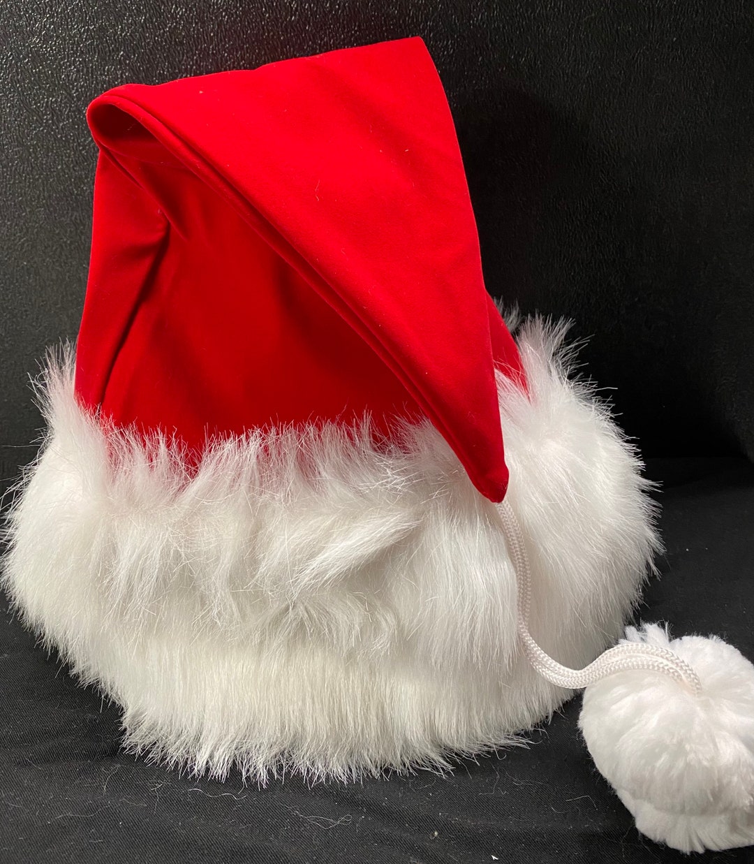 XL Santa Hat RED Polyester Rich Velvet W/ Long White Faux Fur Cuff ...