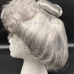 Deluxe Professional Gray Mrs Santa Claus Wig Colonial Costume Theater ...