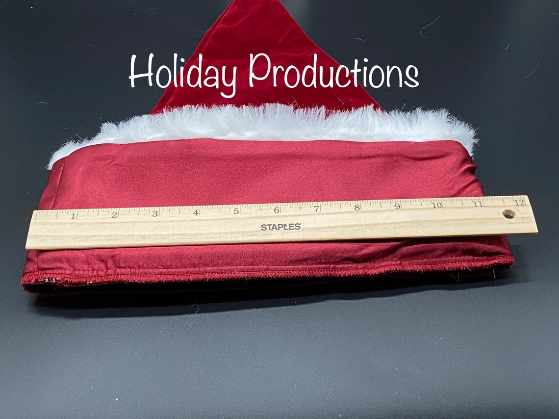 XL Santa Hat Burgundy Polyester Rich Velvet W/ Long White Faux Fur Cuff ...