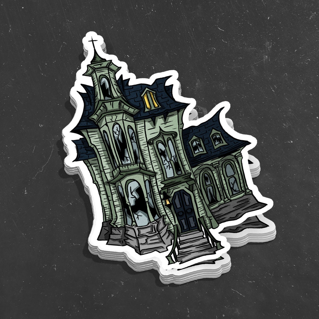 Haunted House Sticker / Magnet - Etsy.de