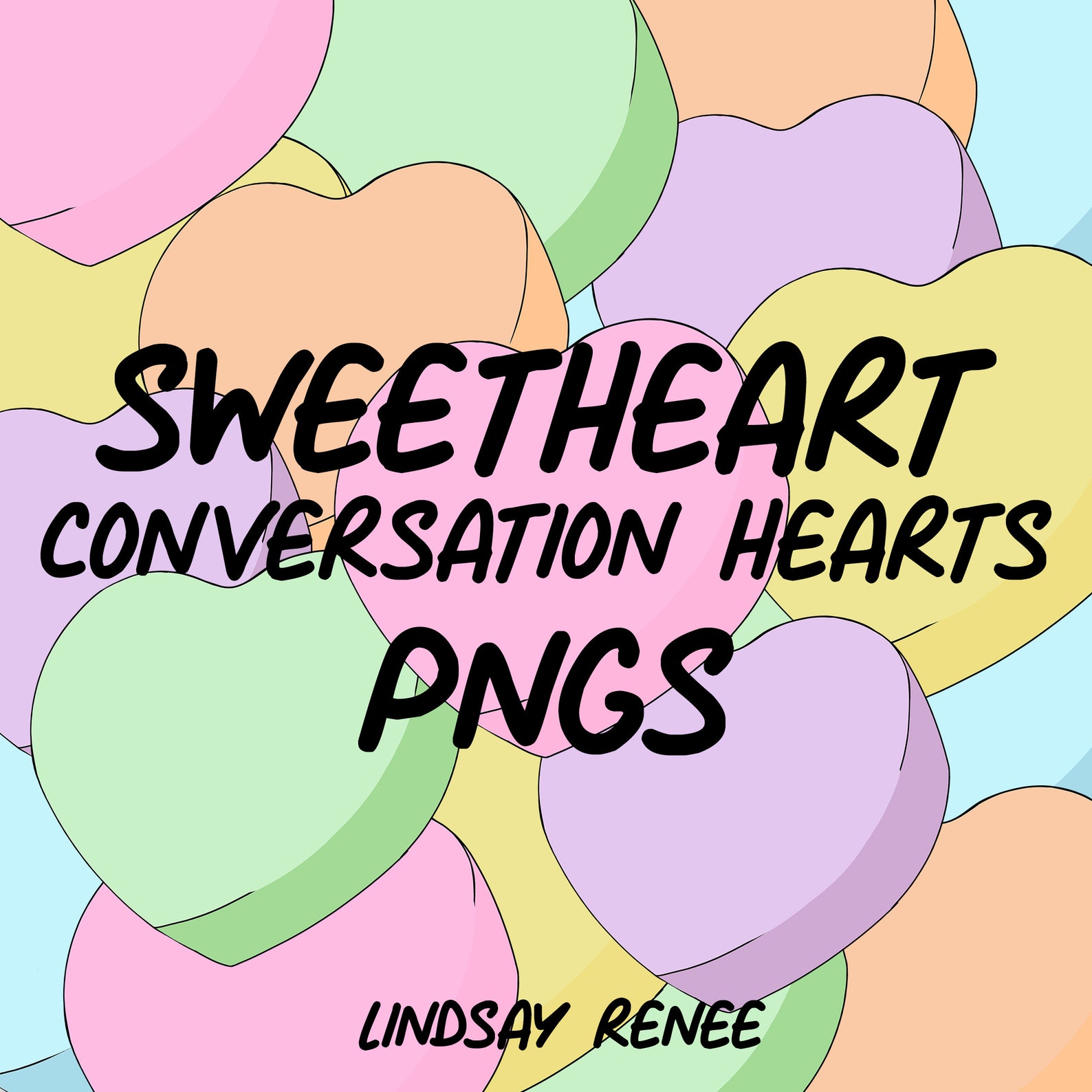 Sweethearts Candy Conversation Hearts Pngs + PSD Template - Etsy