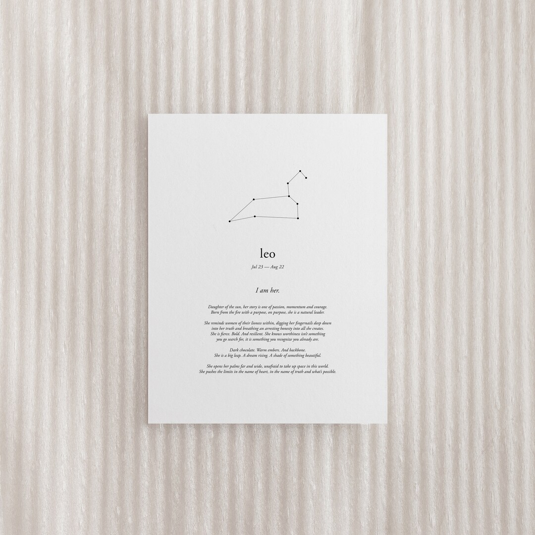 Leo Digital Print, INSTANT DOWNLOAD, Zodiac Gift, Astrology, Leo, Leo ...