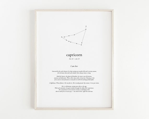 Capricorn Letterpress Print by Danielle Doby ZODIAC POEM - Etsy