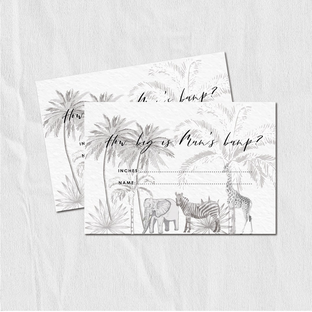 Monochrome Jungle Bump Cards / How Big is Mums Bump/ Baby Shower/ Baby ...