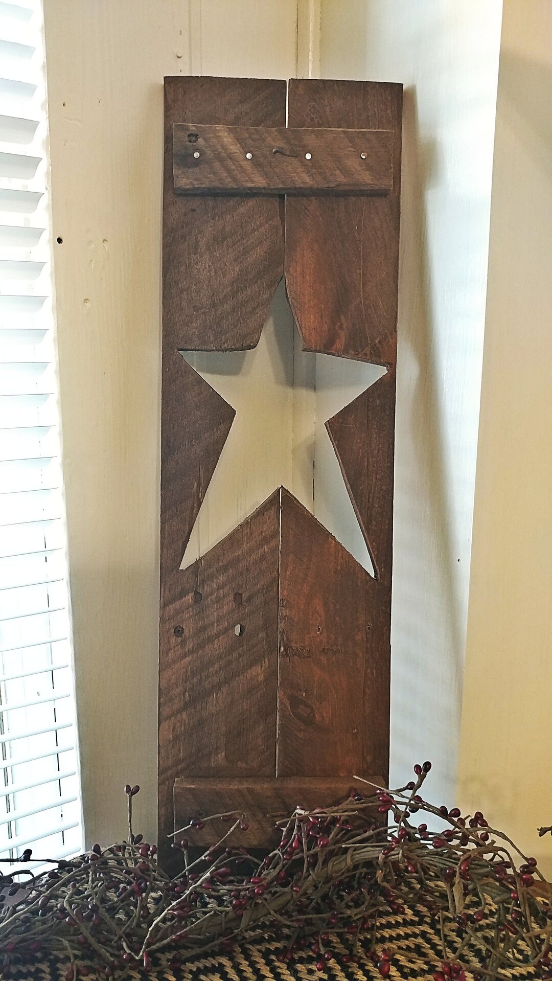 Primitive Wood Star Wall Decor, Shutter, Wall Hanger, Rustic - Etsy