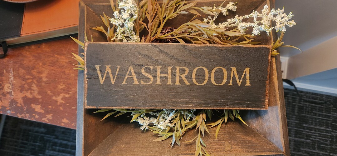 Primitive Wood Sign, Washroom, Rustic Wood Sign, Primitive Decor ...