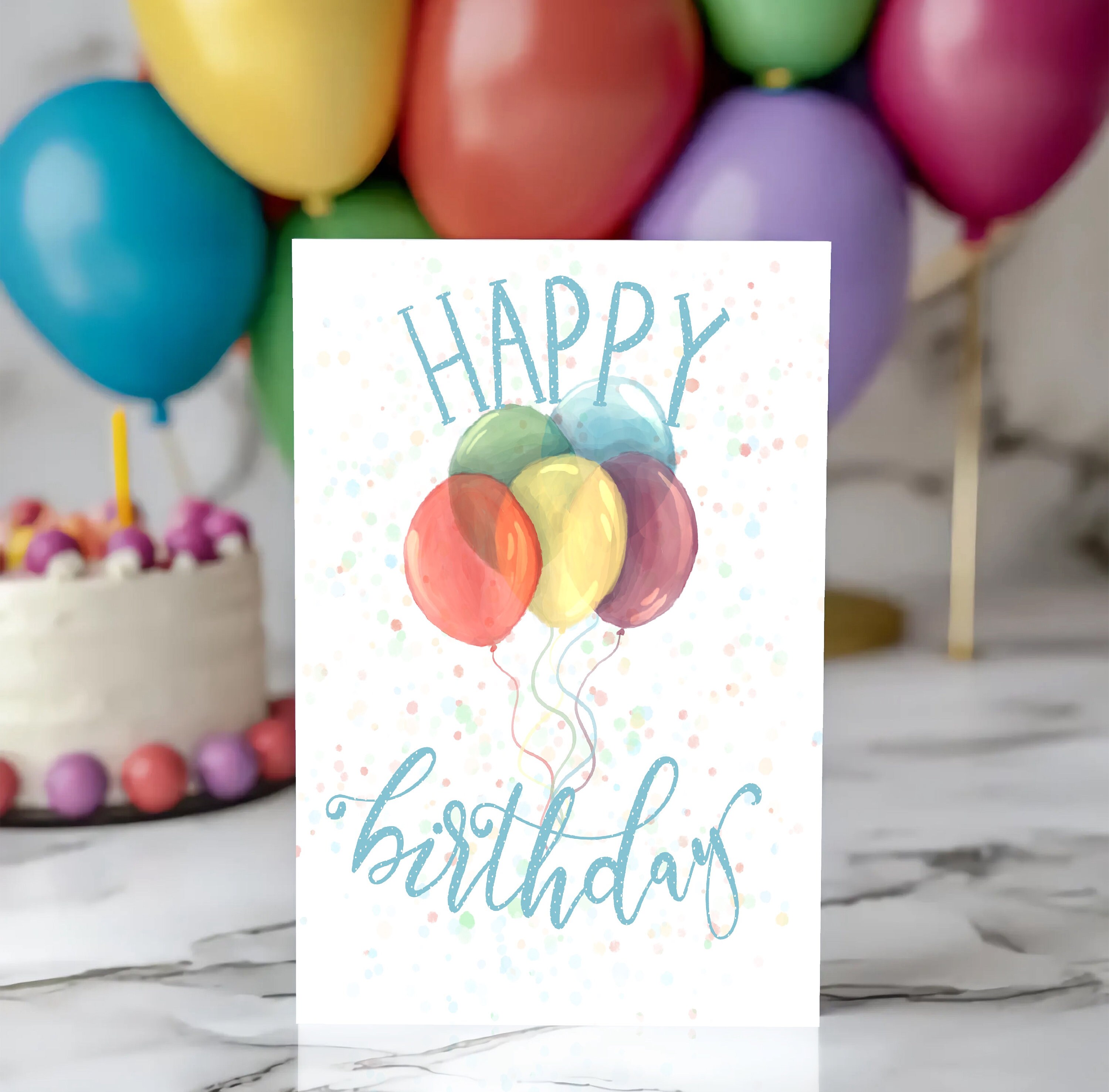 Happy Birthday Balloons/5x7 Print Card/glossy Card Stock/ Birthday Card ...