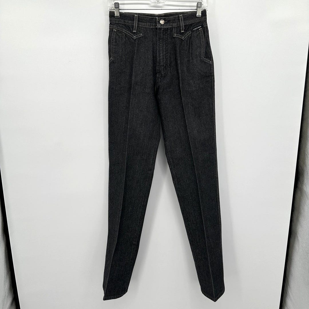 Vintage Rockies Jeans Womens 27/ 5 Long Black Starch Slim Fit High Rise ...