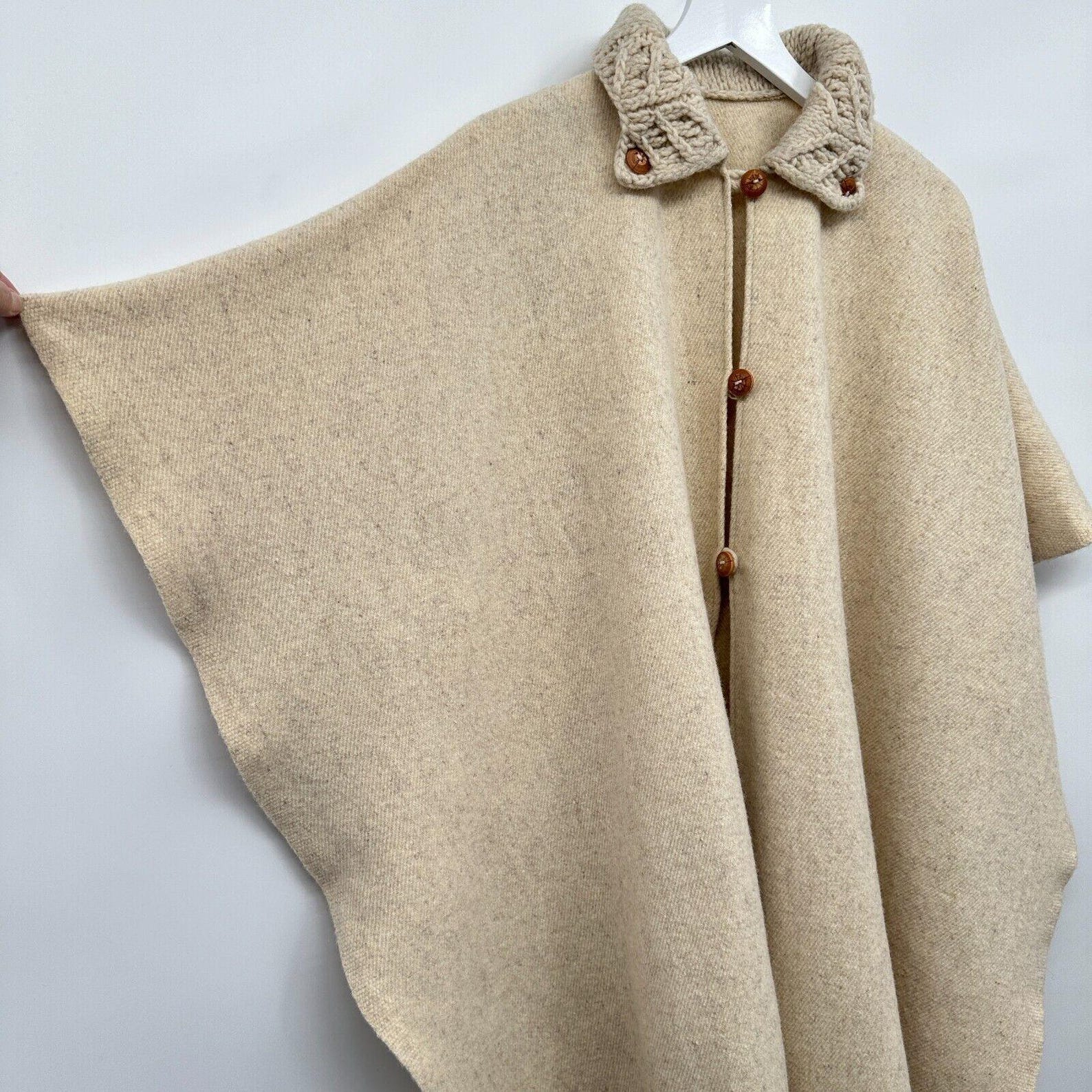 Vintage 70s Handmade Wool Poncho Cape Cardigan Top One Size Crochet ...