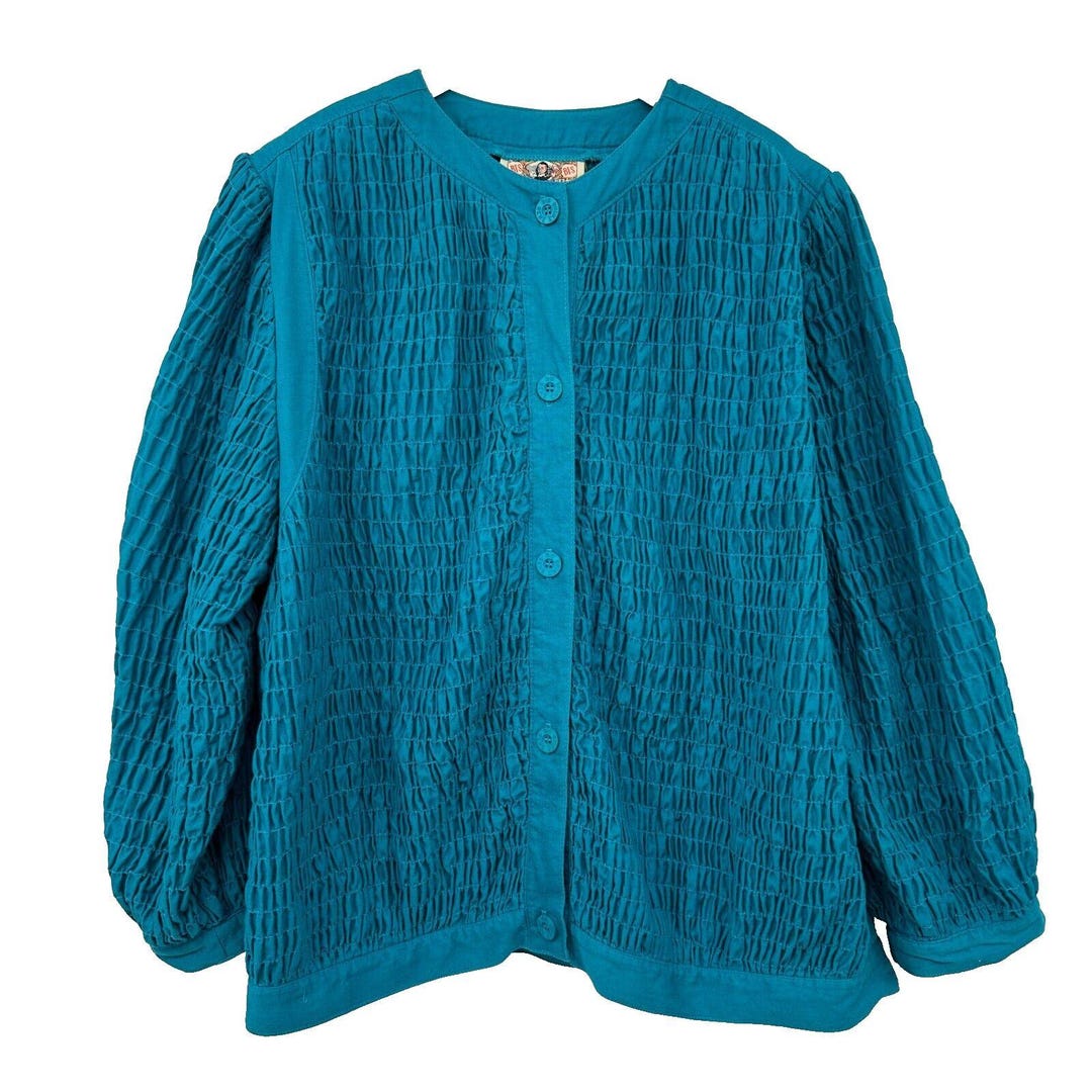 Vintage 80s Gene Ewing Bis Bis Jacket Coat Size Large Smocked Crinkle ...