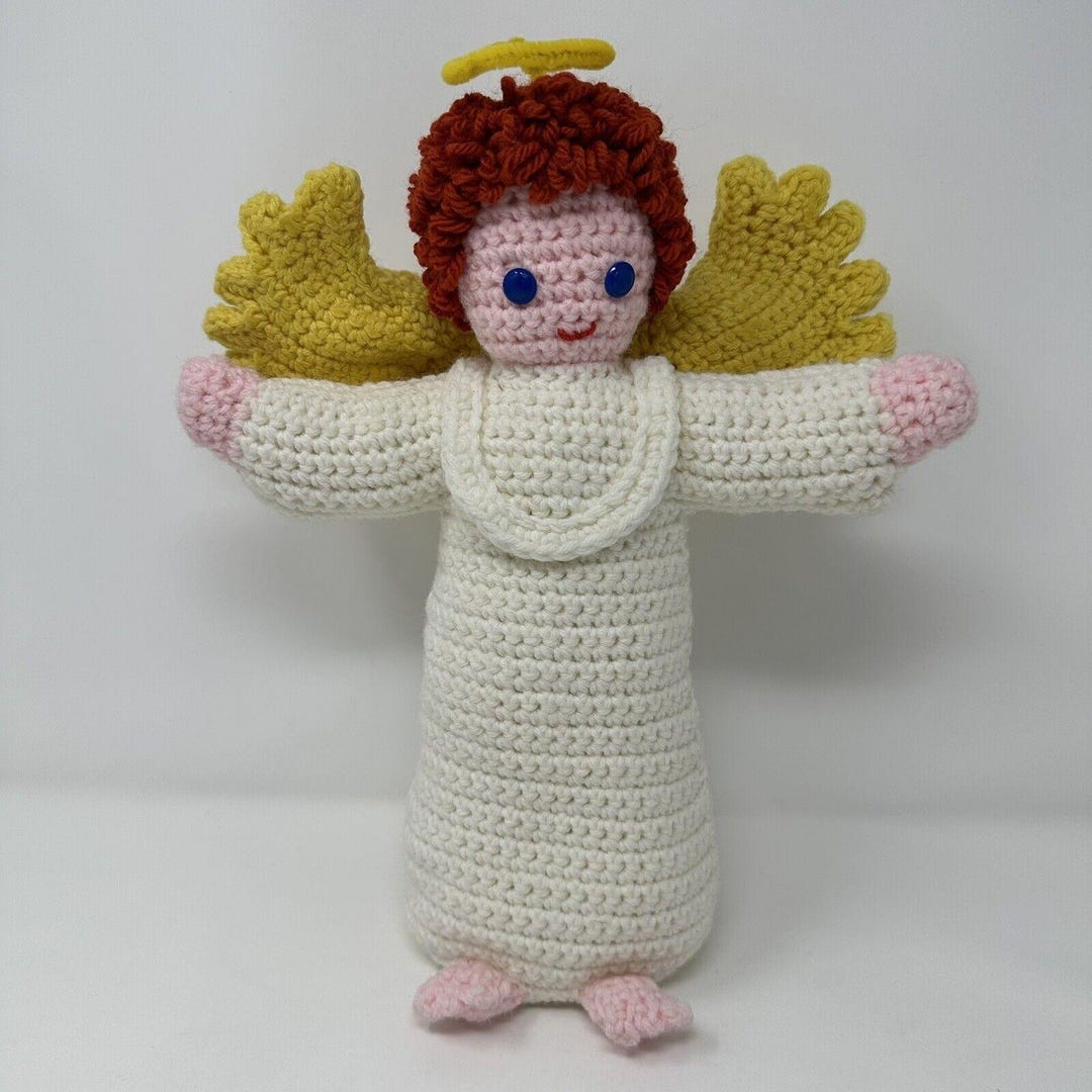 Vintage Handmade Crochet Angel Plush Stuffed 14" Tall - Etsy