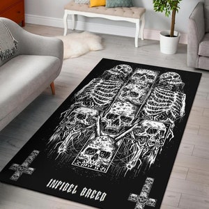 Satanic Skull Inverted Cross Area Rug-inverted Cross Skull Rug-satanic ...