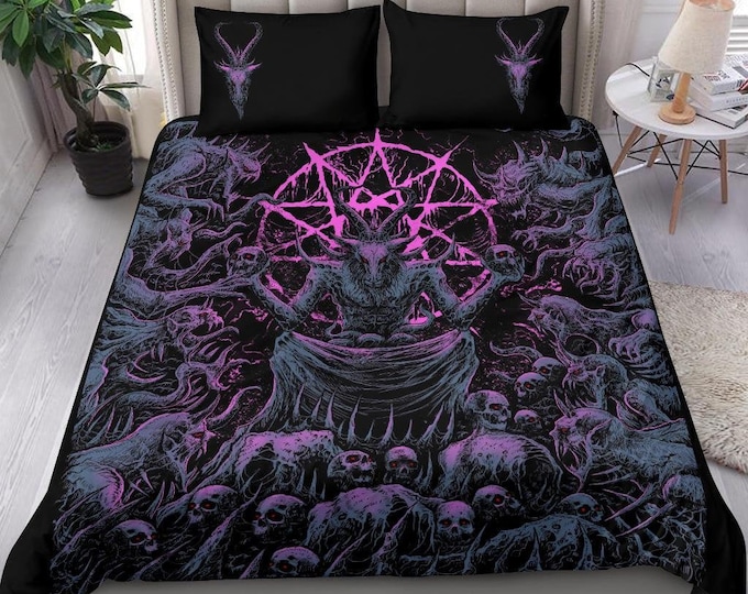 Skull Demon Satanic Pentagram Church Flame Large Wall Decoration ...