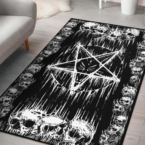 Satanic Skull Melting Inverted Pentagram Area Rug-satanic | Etsy