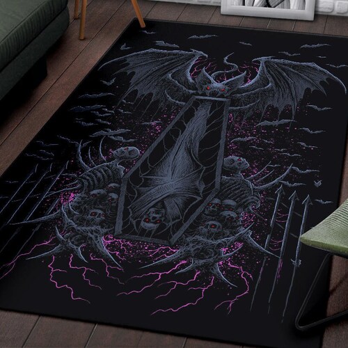 Skull Batwing Skeleton Coffin Shroud Area Rug Awesome Night - Etsy