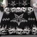 Skull Satanic Pentagram 666 Drip 3 Piece Duvet Set-satanic Bedding ...