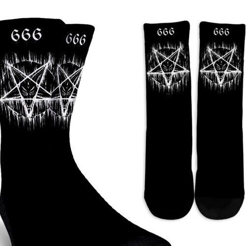 2 Satanic Pentagram Drip 666 Socks-satanic Baphomet - Etsy