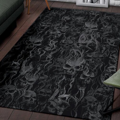 Smoke Skull Area Rug Dark Version-skull Rugs-skull - Etsy