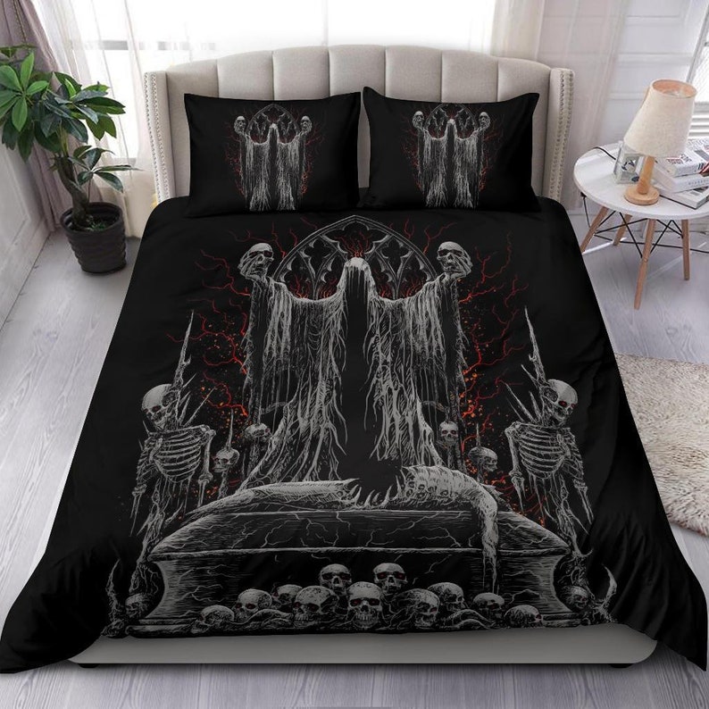 Skull Hooded Demon Impaled Coffin Shrine 3 Piece Duvet Set - Etsy