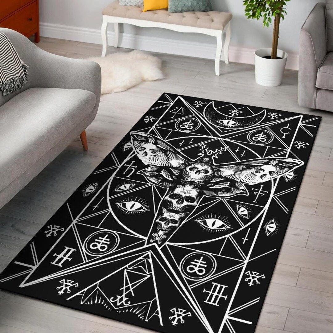 Skull Occult Moth Leviathan Bizarre Area Rug-occult Decor-skull Rug ...