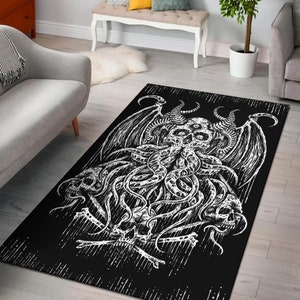 Skull Demon Octopus Area Rug-demon Skull Area Rug-skull Area - Etsy