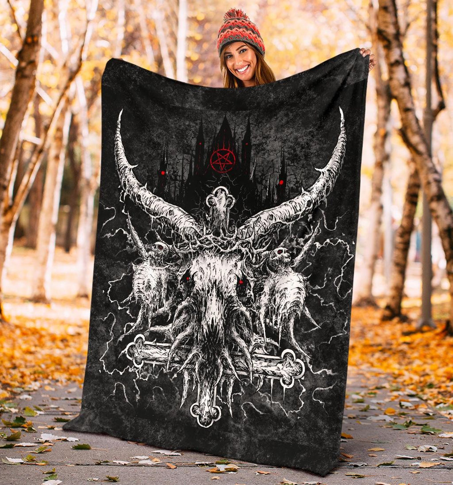 Skull Crowned Satanic Goat Satanic Cross Satanic Pentagram | Etsy