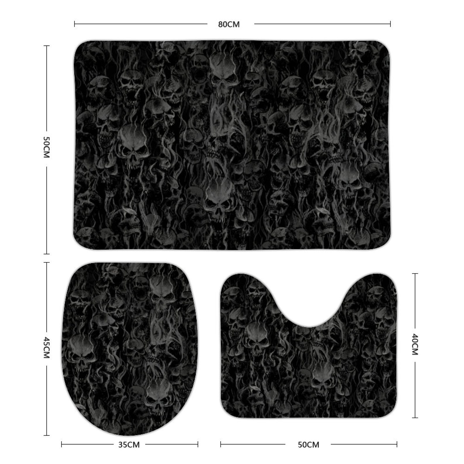 Smoke Skull Coral Velvet Three Piece Bath Set Dark Version-skull ...