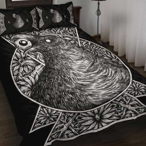 Gothic Quilt Black Crow Eye 3 Piece Bed Set-gothic - Etsy
