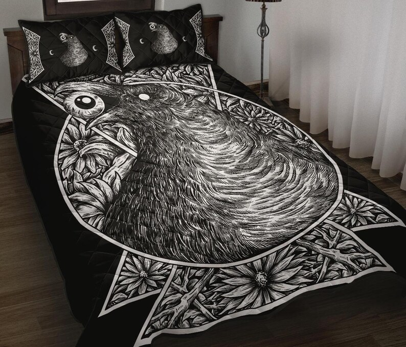 Gothic Quilt Black Crow Eye 3 Piece Bed Set-gothic - Etsy