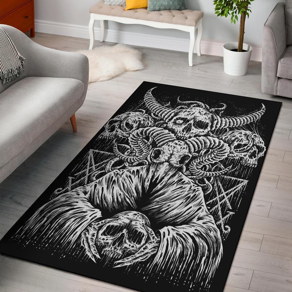 Satanic Home Decor Skull Demon Area Rug-gothic Skull Satanic | Etsy