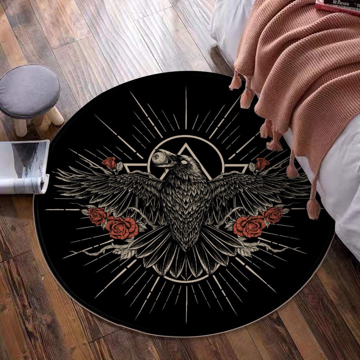 New! Goth Occult Crow Eye Part 2 Foldable Round Mat Original Colors ...