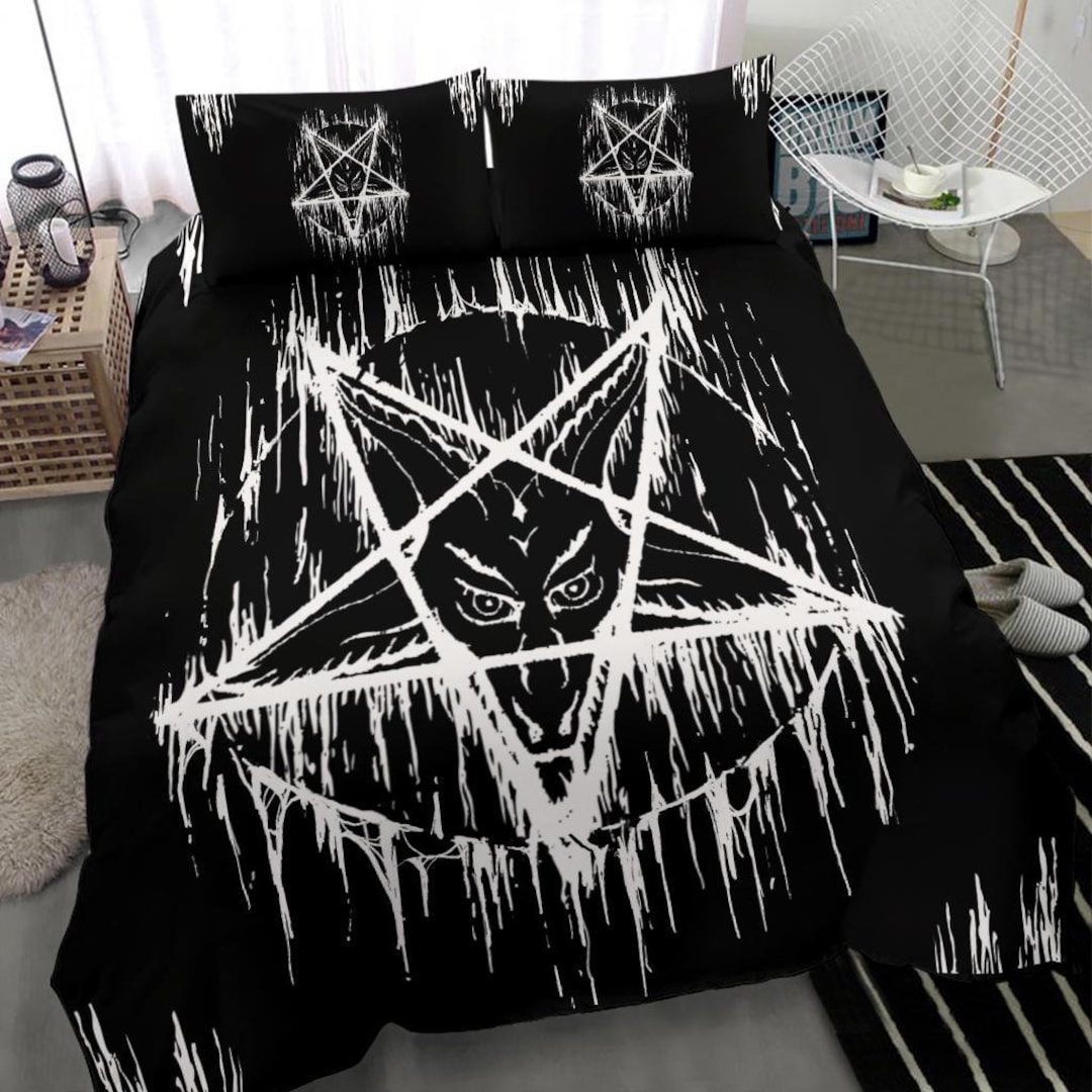 Satanic Melting Pentagram Oversized Version 3 Piece Duvet Set-satanic ...