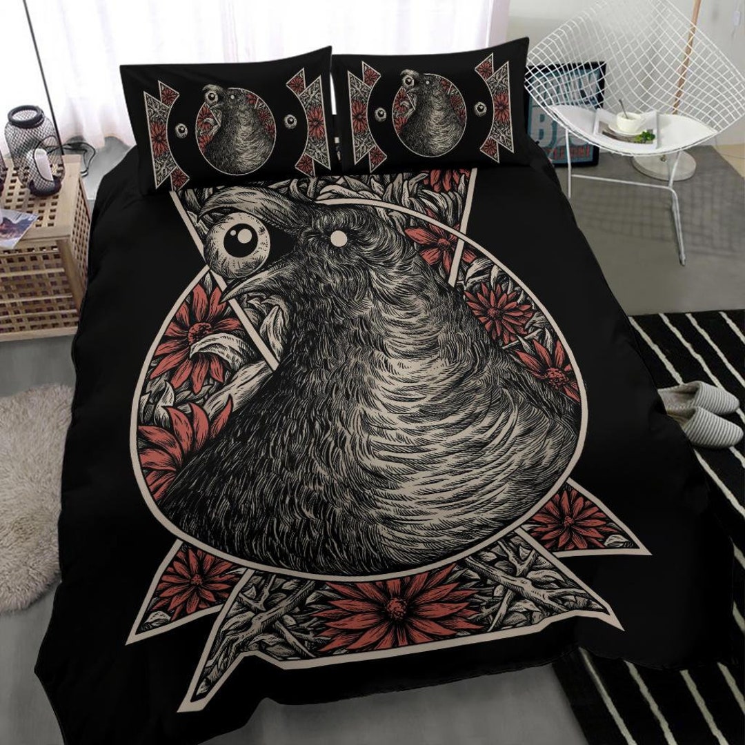Gothic Crow Eye 3 Piece Duvet Set Color Version-gothic Crow Bed Cover ...