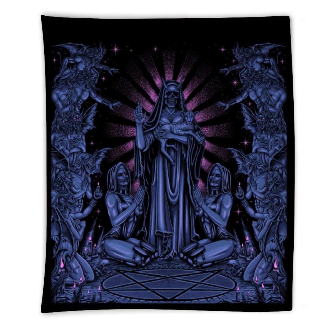 Satanic Pentagram Palm Demon Nun Demon Bombardment Tapestry 88'' × 104 ...