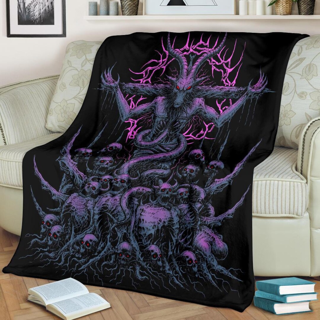 Skull Skeleton Unholy Possessed Messiah Resurrection Blanket Night Blue ...