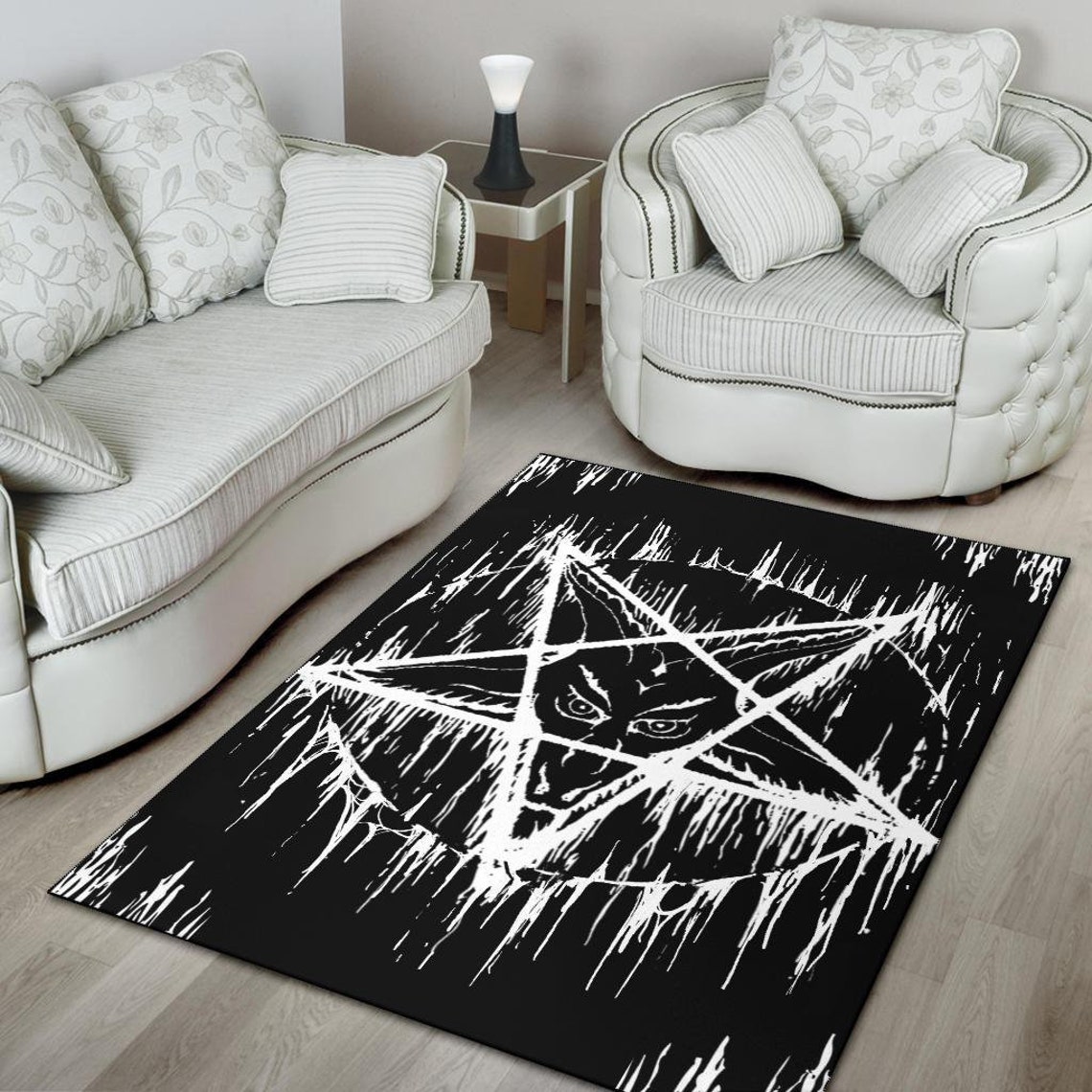 Satanic Inverted Pentagram Area Rug Large Pentagram Version-satanic Rug ...