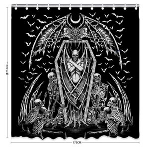 Skull Skeleton Chain Wicked Bat Shroud Waterproof Shower Curtain 71" X ...