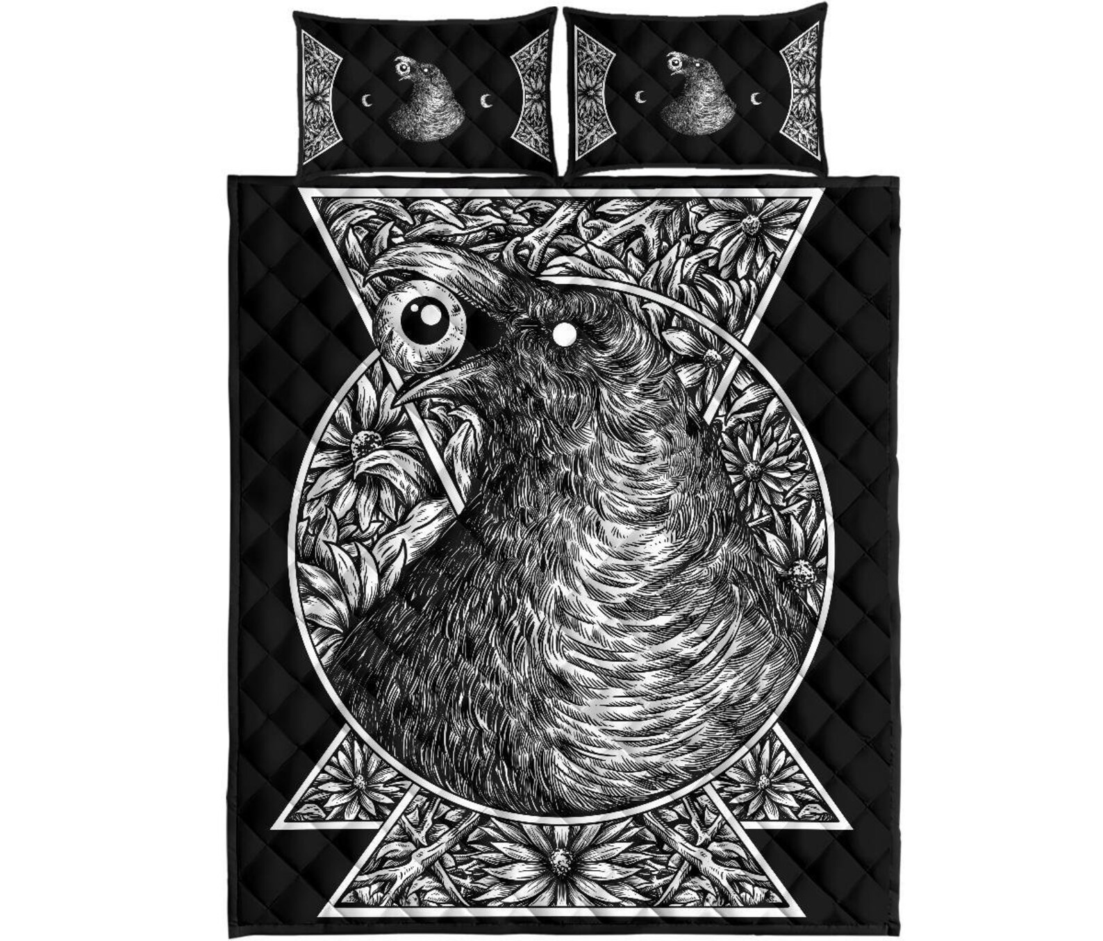 Gothic Quilt Black Crow Eye 3 Piece Bed Set-gothic - Etsy