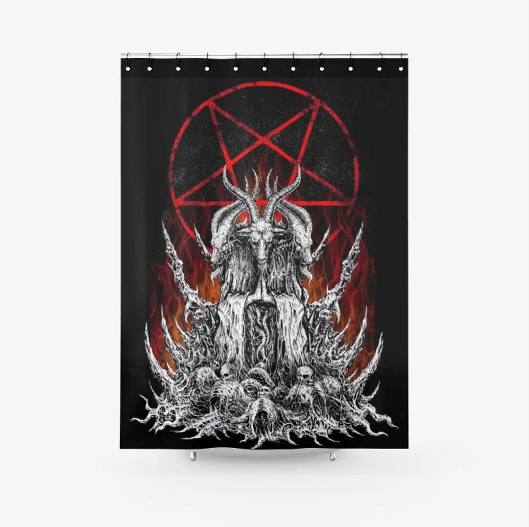 Skull Skeleton Satanic Goat Satanic Pentagram Flame Color Textured ...