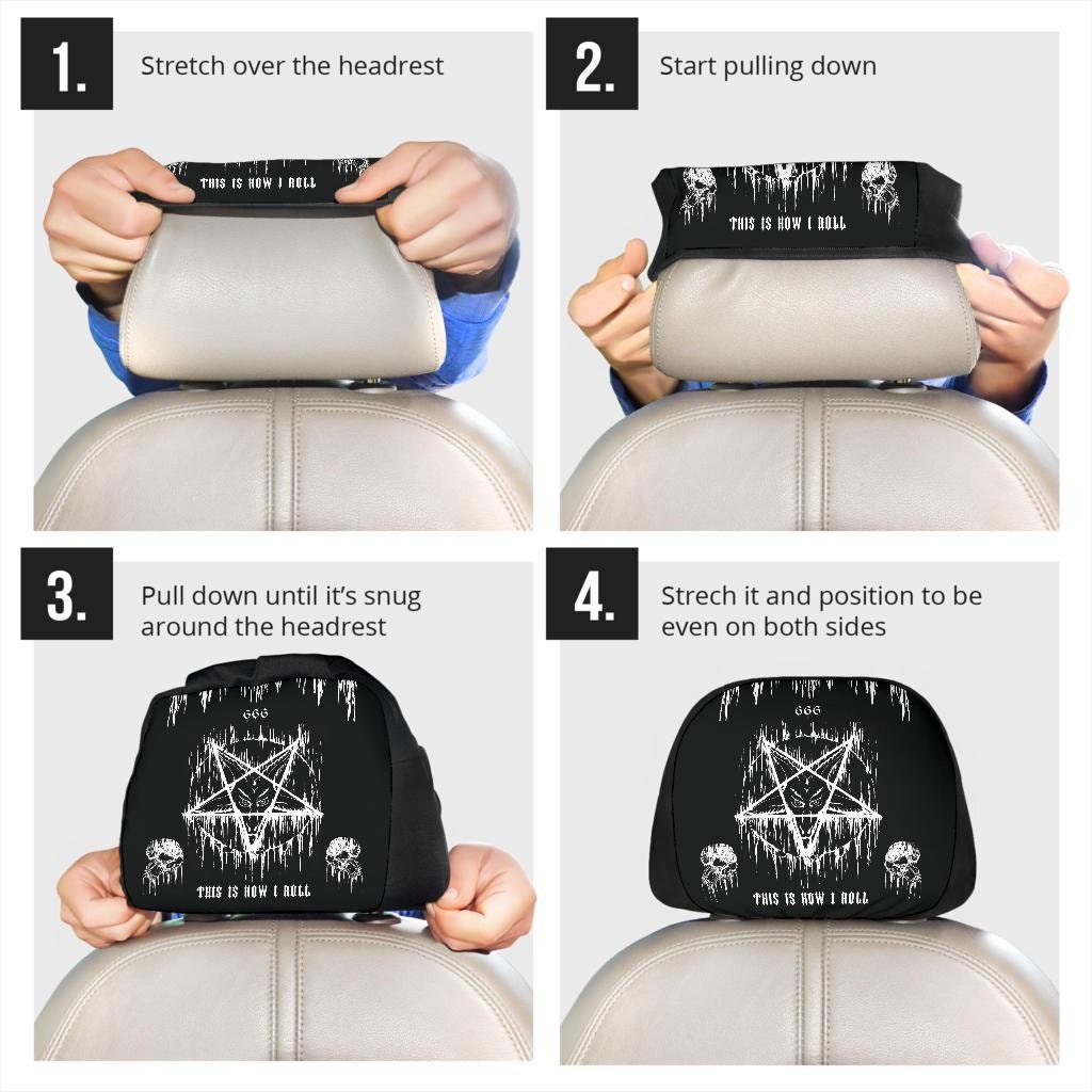Skull 666 Satanic Pentagram Drip This is How I Roll Headrest - Etsy