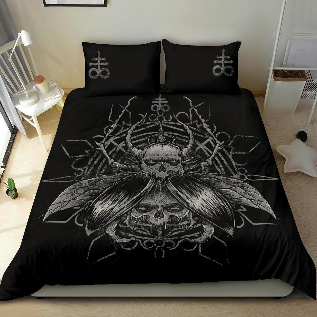 Skull Satanic Fly 3 Piece Duvet Set Dark Version-skull Bedding-satanic ...