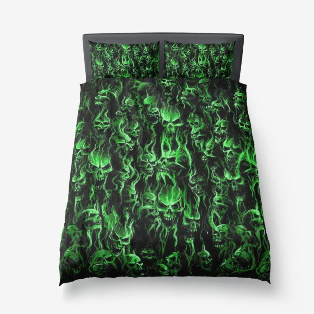 Skull Room Decor-heavy Metal Room Decor-exotic Green Smoke Skull 3 ...