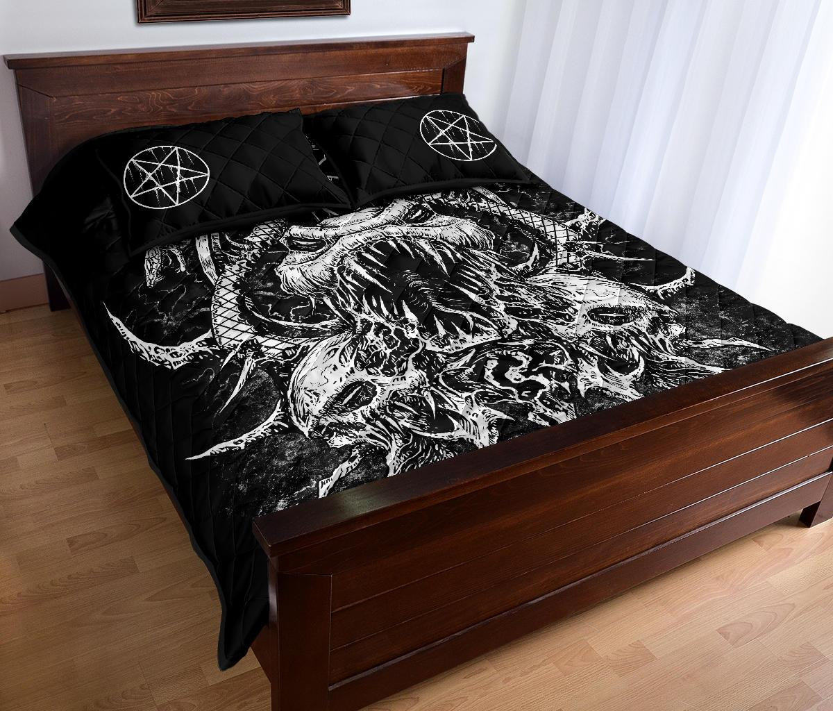 Skull Satanic Pentagram Serpent Demon Quilt 3 Piece Bed Set - Etsy