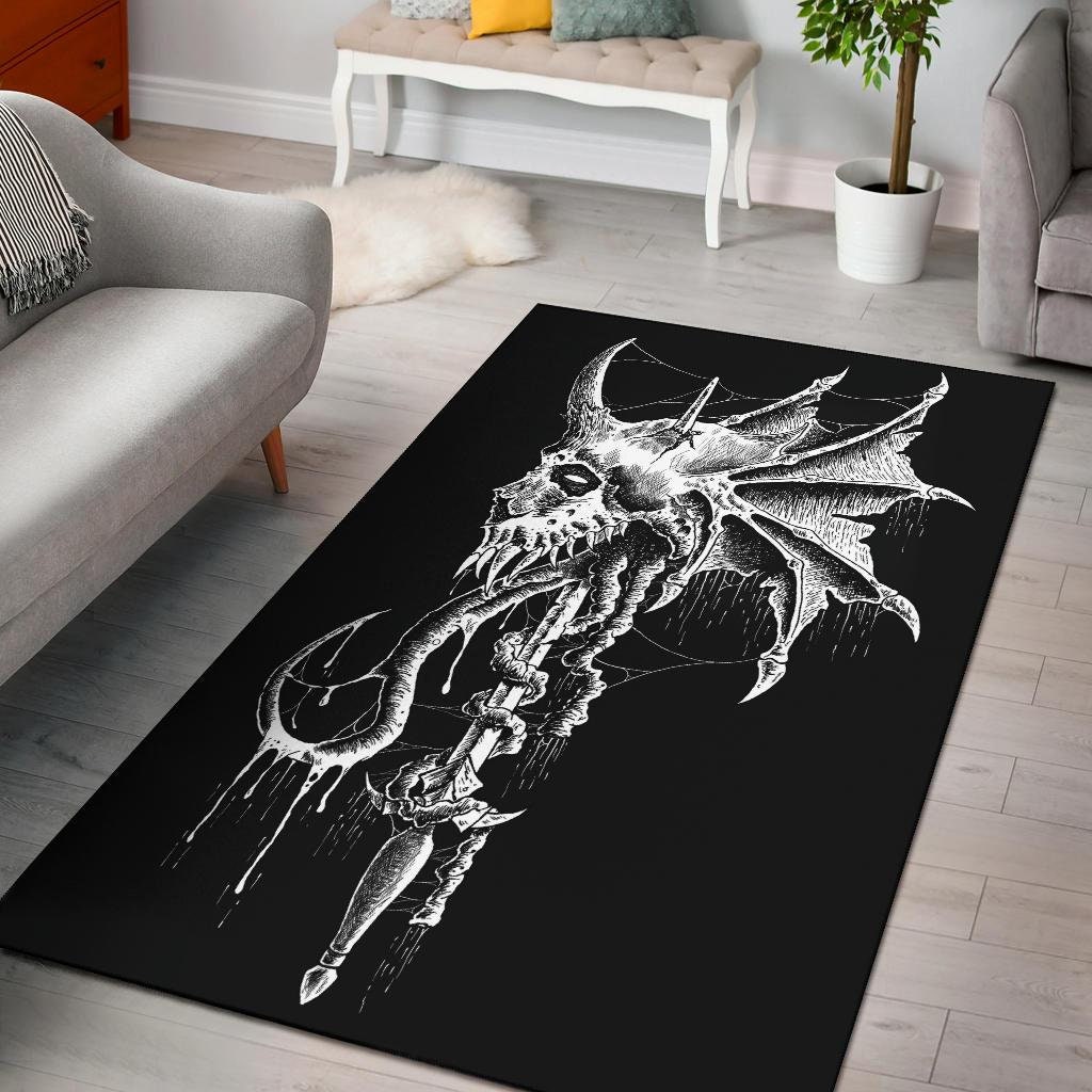 Skull Sword Demon Wing Area Rug-skull Bat Wing Demon Rug-skull - Etsy